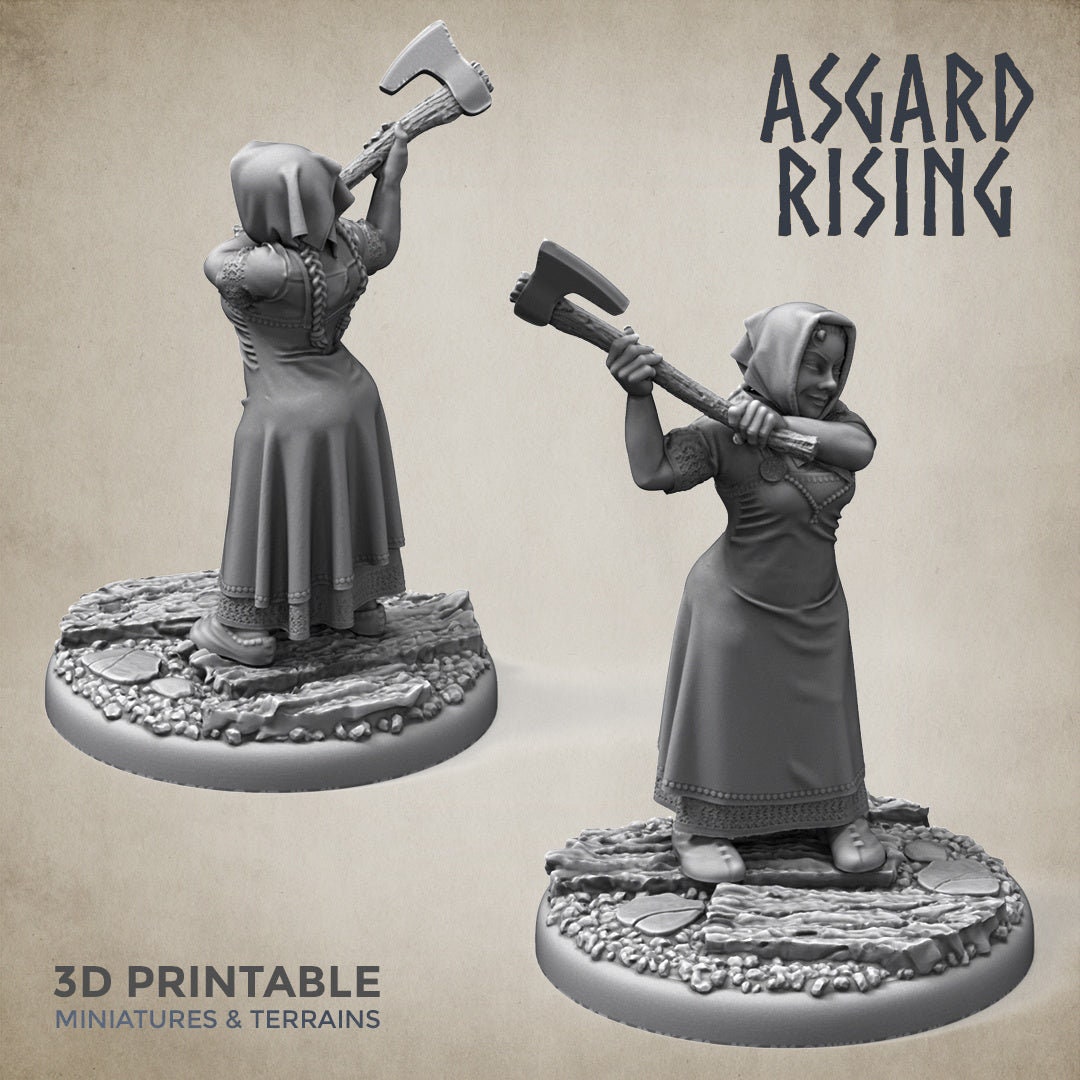 Villager Female Militia Set - Asgard Rising Miniatures - Wargaming D&d ...