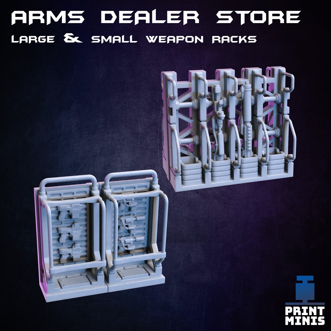 Arms Dealer Weapons Racks - Night Market - Print Minis - Wargaming D&D ...