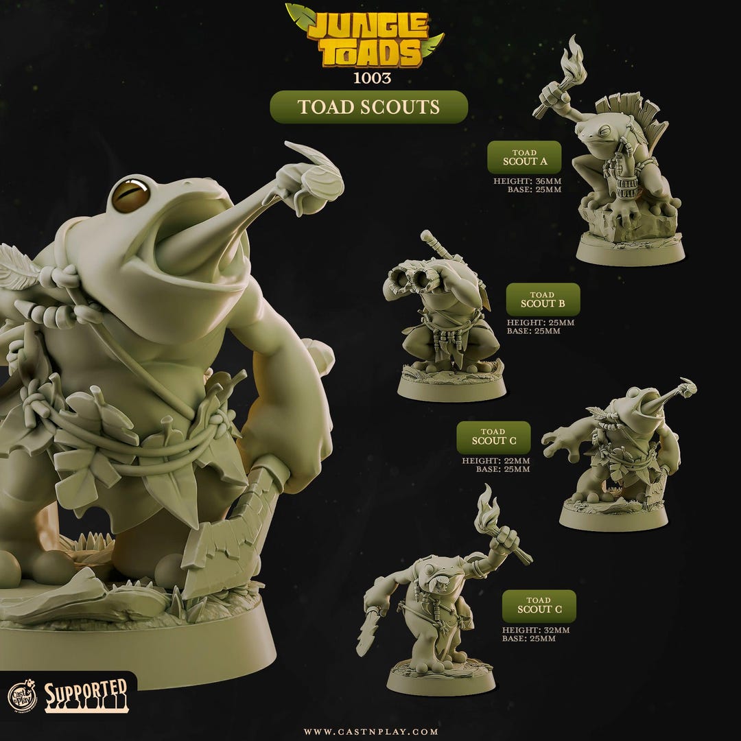 Toad Scouts - Jungle Toads - Castnplay - Terrain Wargaming D&D Dnd 28mm ...