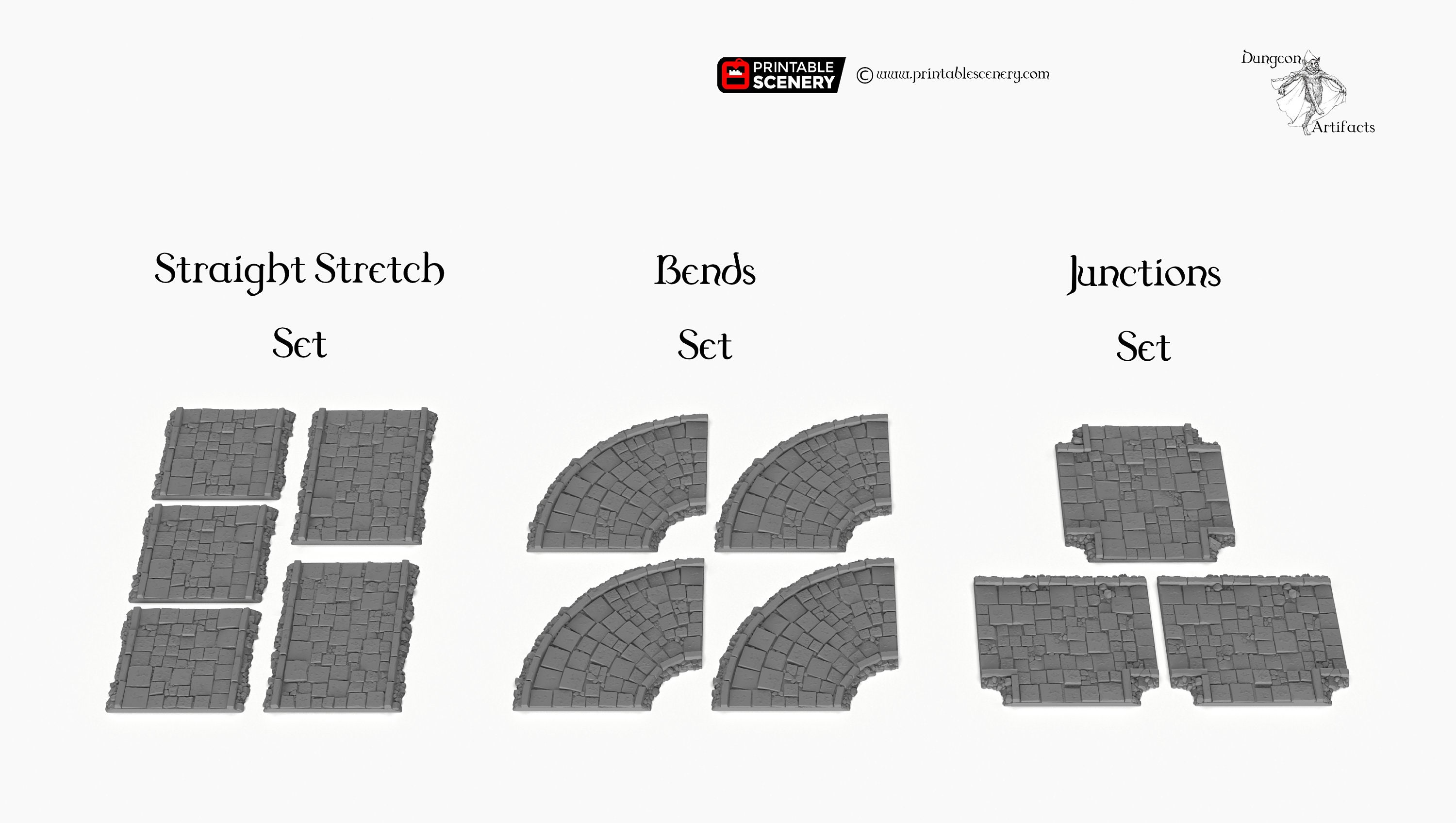 Flagstone Lanes - Roads of Ruin - 15mm 20mm 28mm 32mm Printable Scenery ...