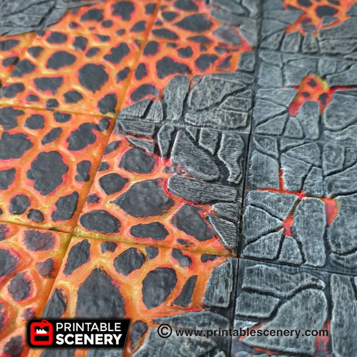 Lava Tile Set - 28mm 32mm Clorehaven and the Goblin Grotto, Wargaming ...