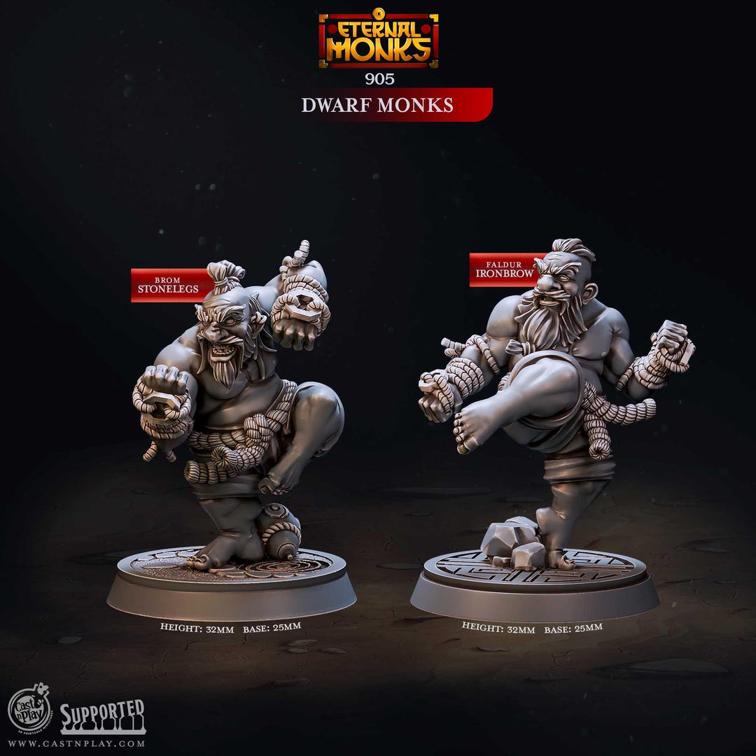 Dwarf Monks - Eternal Monks - Castnplay - Terrain Wargaming D&D Dnd ...