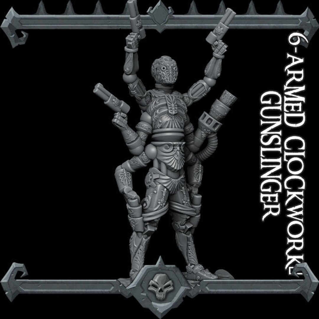 Six-armed Clockwork Gunslinger Rocket Pig Wargaming D D Dnd - Etsy
