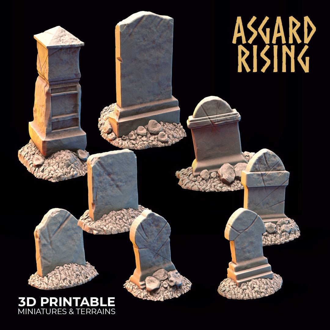 Gravestone Headstones Set - Asgard Rising - Wargaming D&D Dnd - Etsy