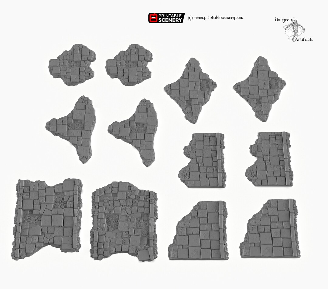 Flagstone Scatter - Roads of Ruin - 15mm 20mm 28mm 32mm Printable ...