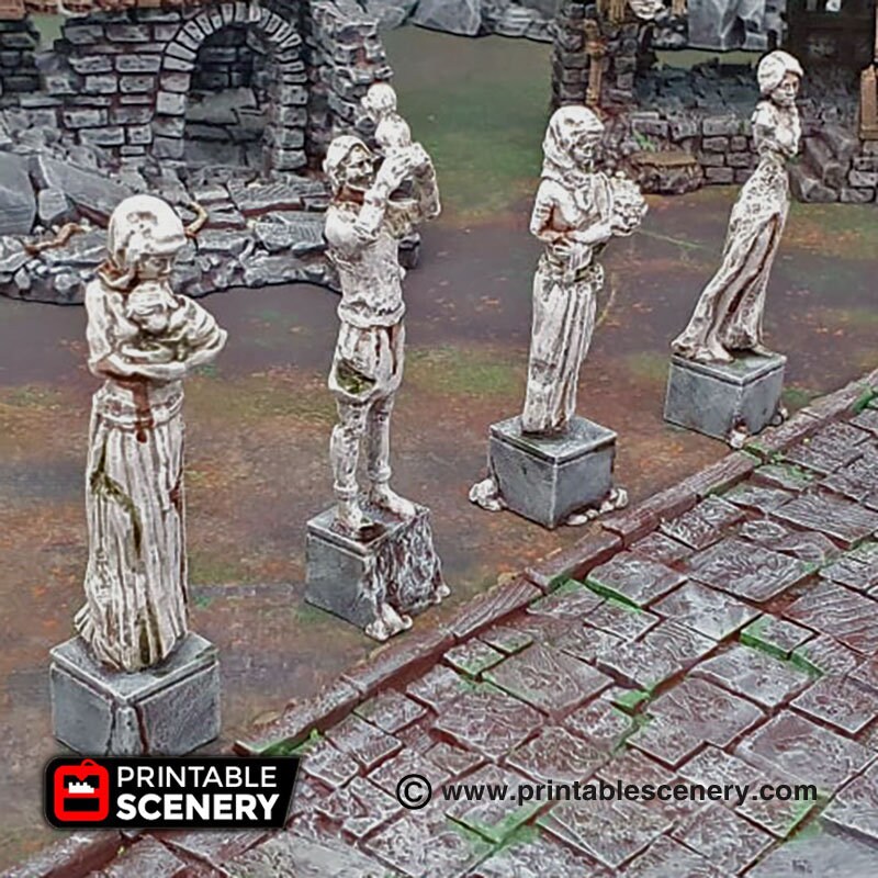 Guardian Statues - Shadowfey Wilds 15mm 28mm 32mm Wargaming Terrain D&D ...