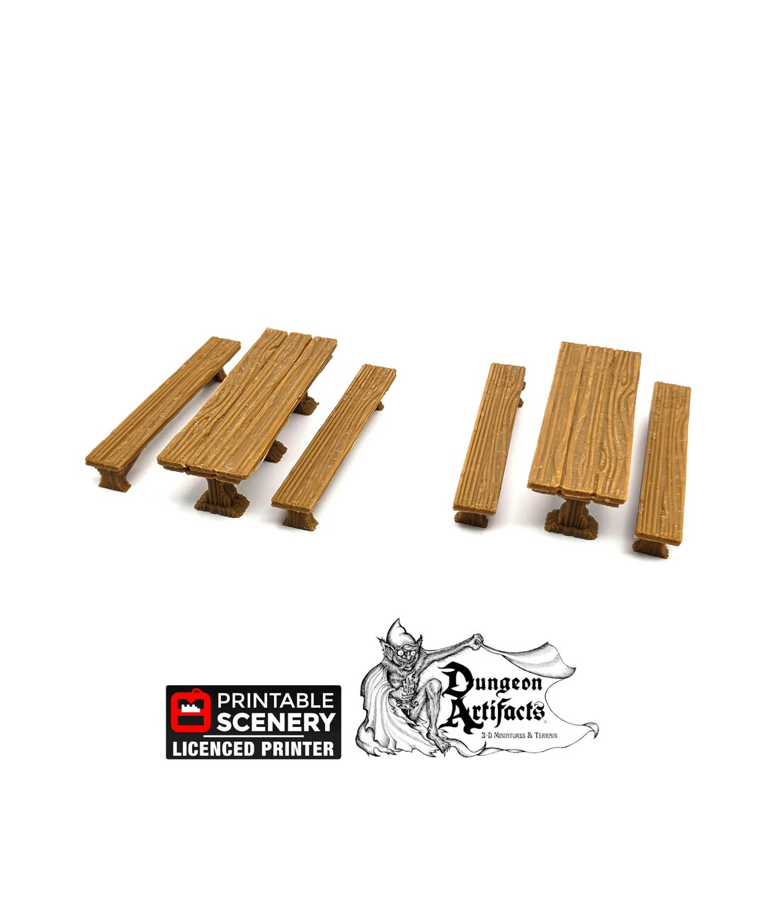 Simple RPG Table and Benches - 28mm 32mm Furniture Clorehaven and ...