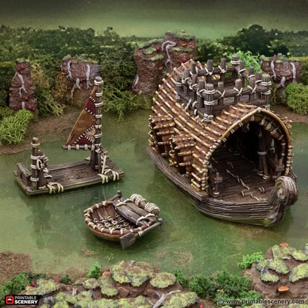 Swamp Boats - the Gloaming Swamps - Printable Scenery Terrain Wargaming ...