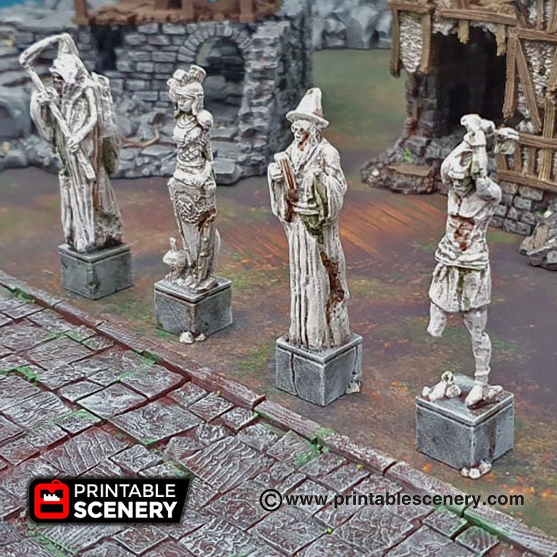 Guardian Statues - Shadowfey Wilds 15mm 28mm 32mm Wargaming Terrain D&D ...