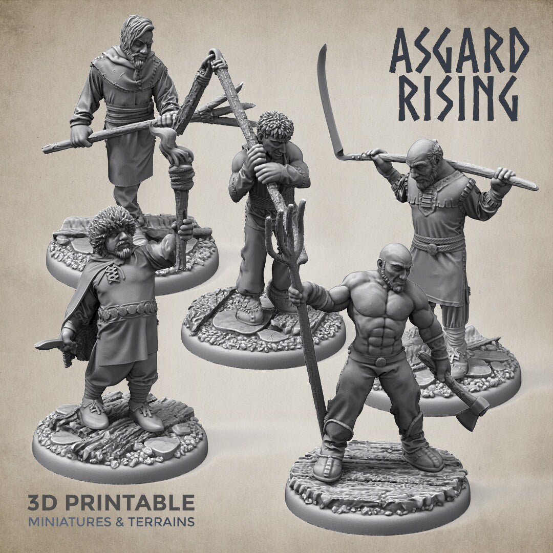 Villager Male Militia Set - Asgard Rising Miniatures - Wargaming D&d ...