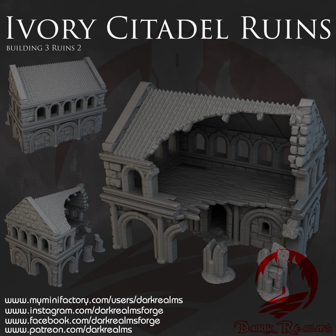 Building 3 Ruins 2 - Ivory Citadel - Dark Realms Terrain Wargaming D&D ...