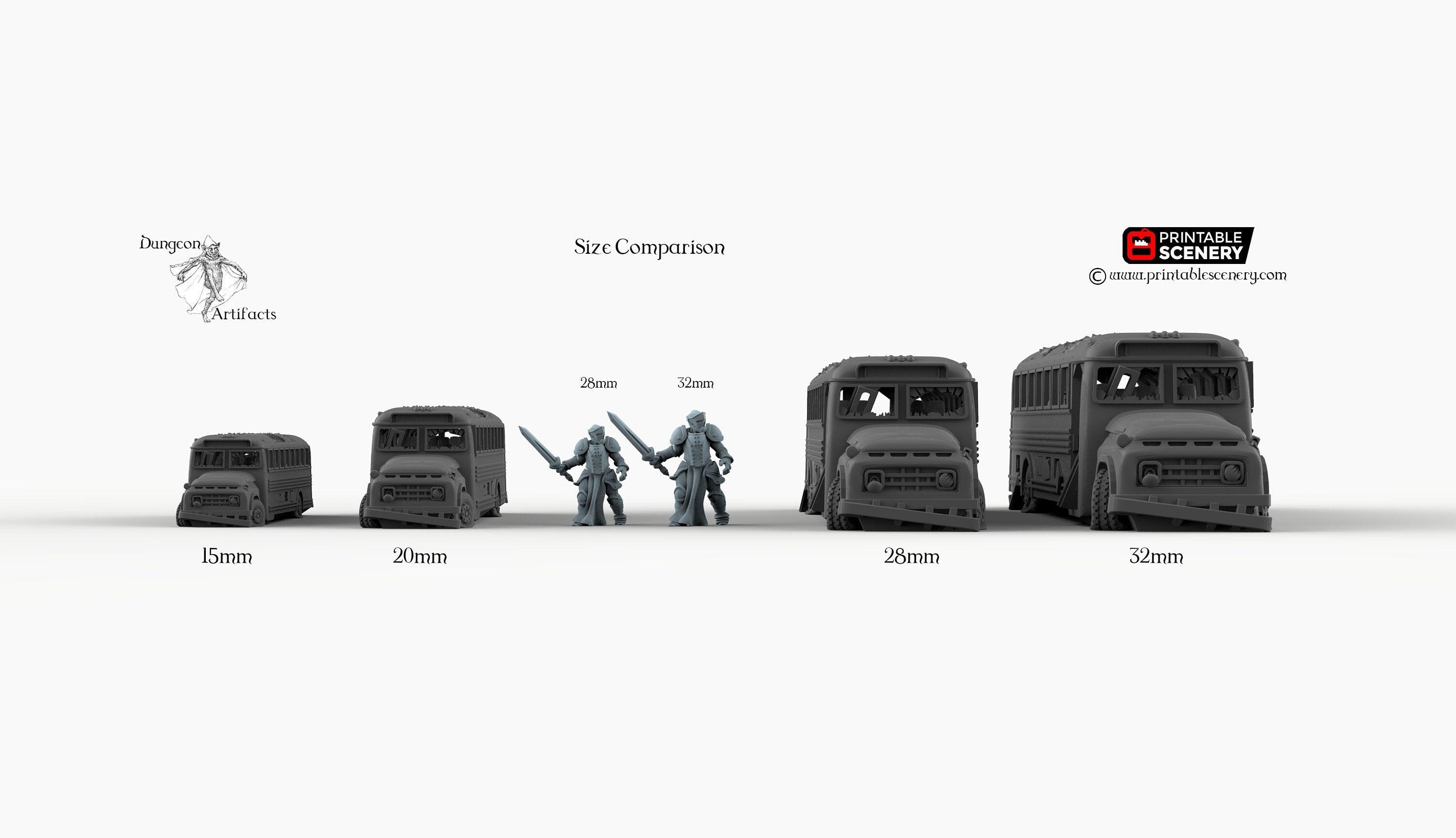 Abandoned School Bus - 15mm 28mm 20mm 32mm Brave New Worlds Wasteworld ...