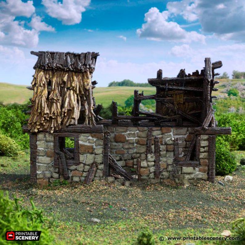 Ruined Norman Stone Barn - King and Country - Printable Scenery Terrain ...