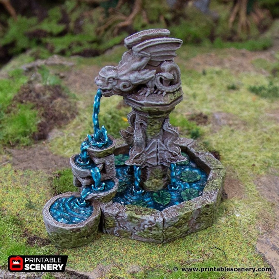 Gargoyle Fountain - Hagglethorn Hollow Printable Scenery Terrain D&D ...