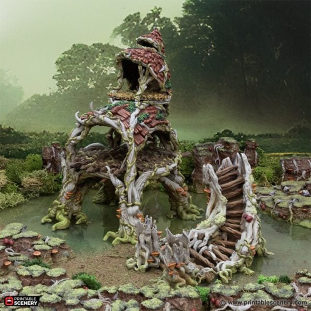 Gloamwood Fort and Stairs - the Gloaming Swamps - Printable Scenery ...