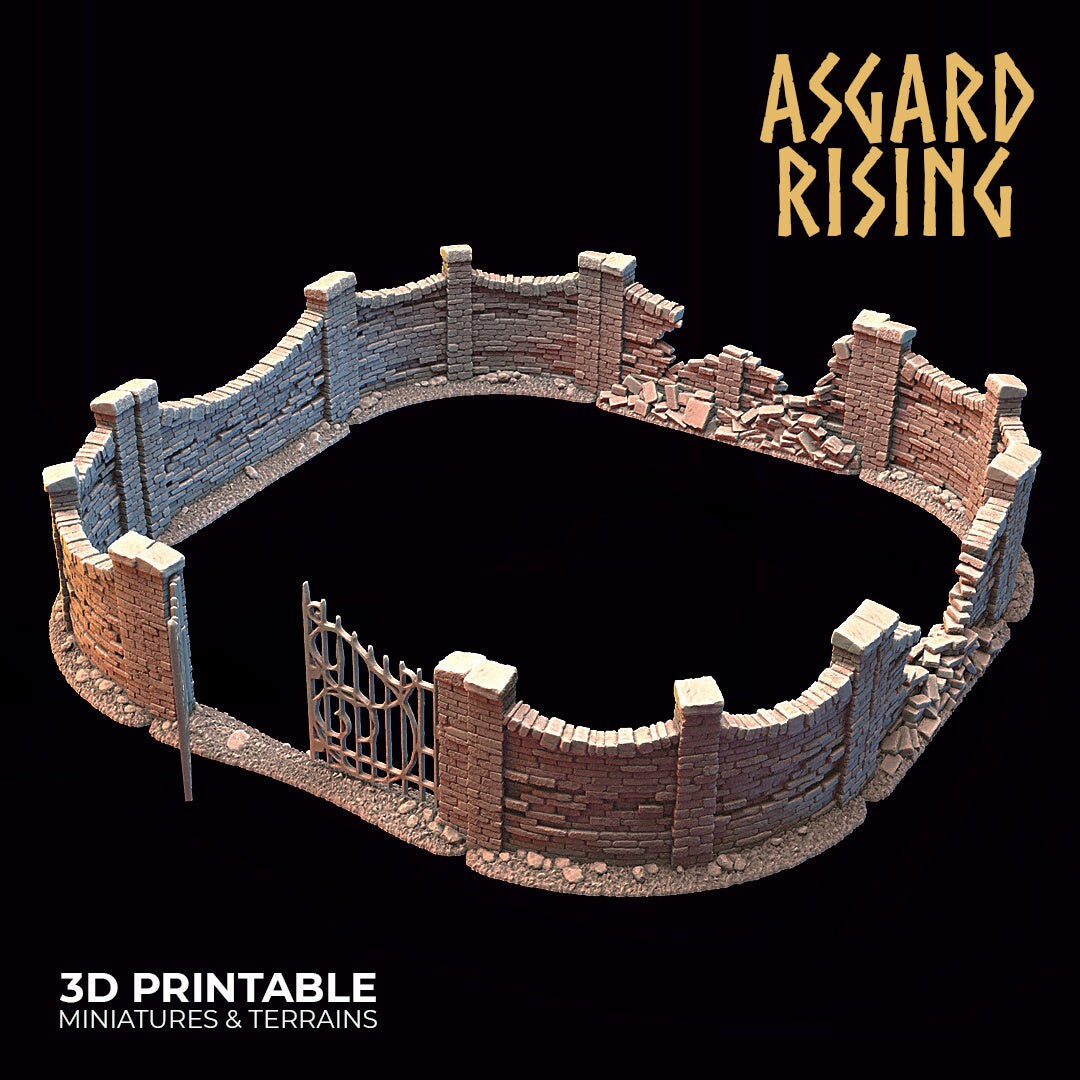 Stone Wall Fence With Gate Set 1 Asgard Rising Wargaming D&D Dnd - Etsy