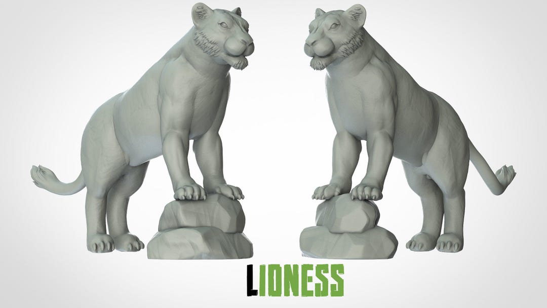 Lioness on Rocks - Animals - 3D IP Studios - Terrain Wargaming D&D Dnd ...