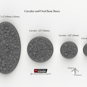 Circular and Oval Bone Bases for Miniatures - Minis Monsters Soldiers D ...