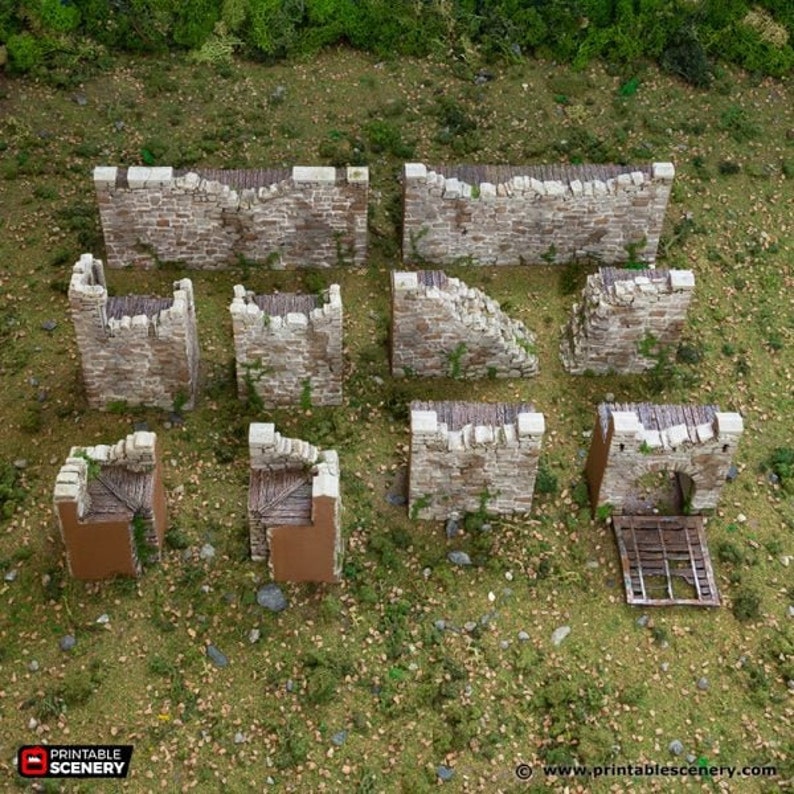 Modular Norman Stone Fort Walls - King and Country - Printable Scenery ...