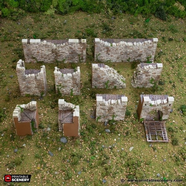 Modular Norman Stone Fort Walls - King and Country - Printable Scenery ...