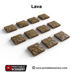 Lava Tile Set - 28mm 32mm Clorehaven and the Goblin Grotto, Wargaming ...