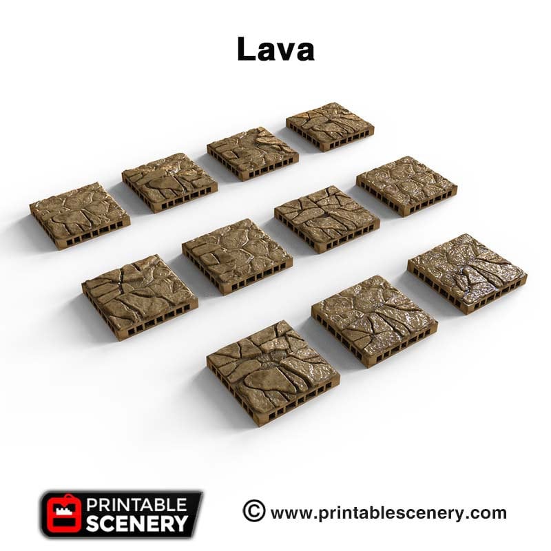 Lava Tile Set 28mm 32mm Clorehaven and the Goblin Grotto - Etsy