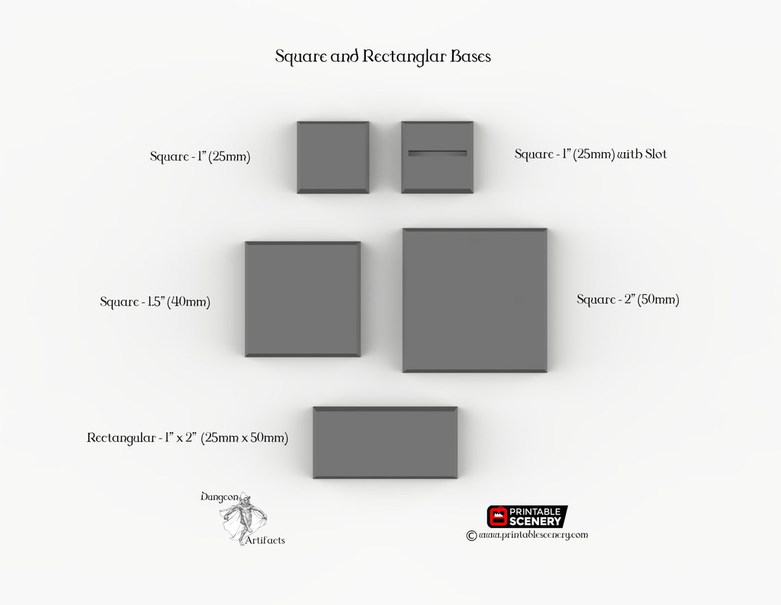 Square and Rectangular Bases for Miniatures Minis Monsters - Etsy