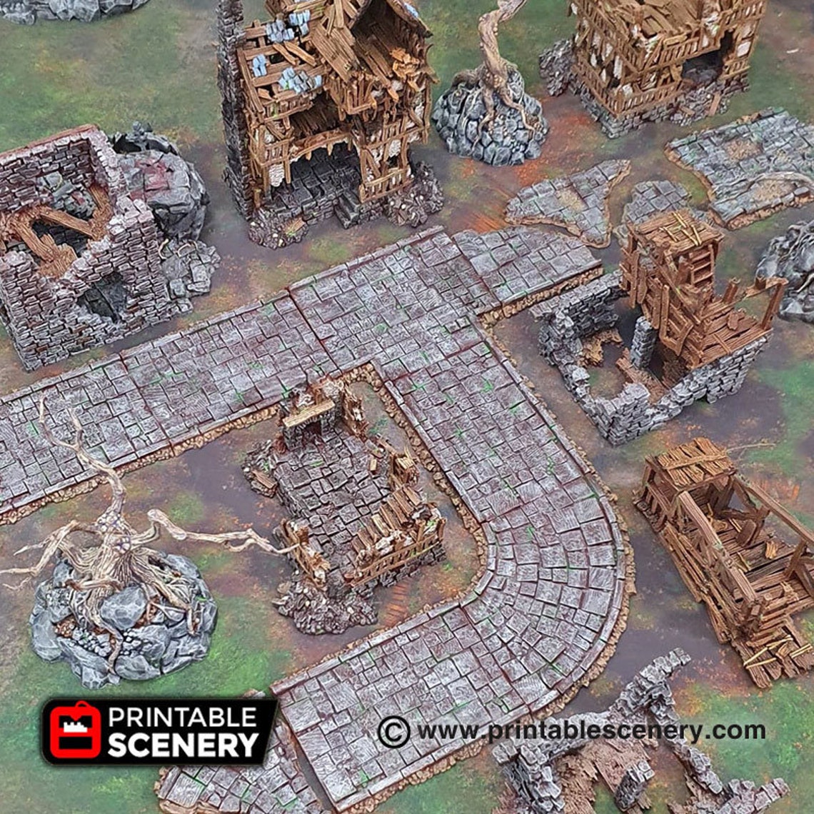 Flagstone Lanes - Roads of Ruin - 15mm 20mm 28mm 32mm Printable Scenery ...