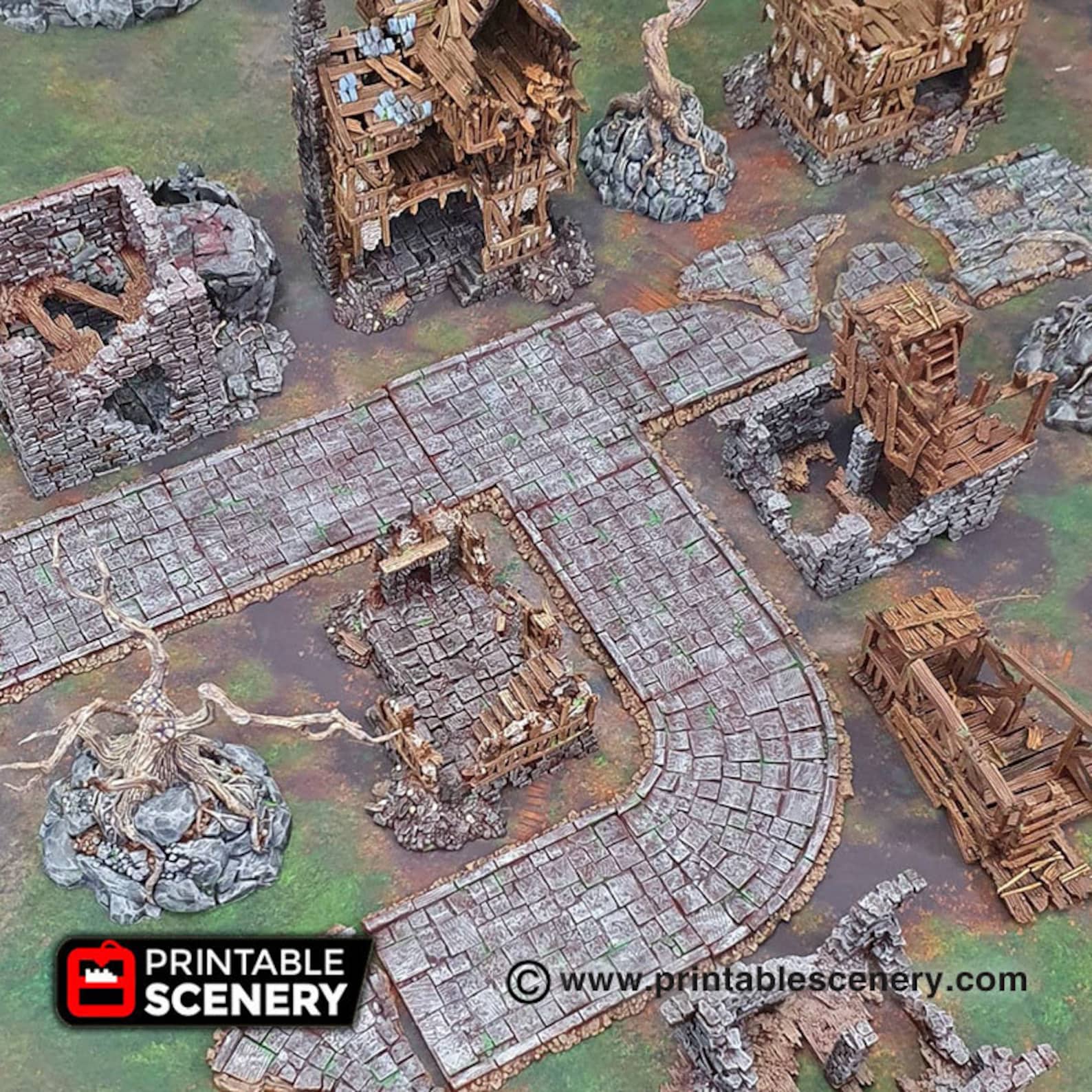Flagstone Lanes - Roads of Ruin - 15mm 20mm 28mm 32mm Printable Scenery ...