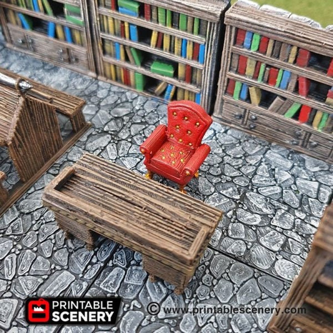 Library Furniture Set - 28mm 32mm Clorehaven and the Goblin Grotto ...