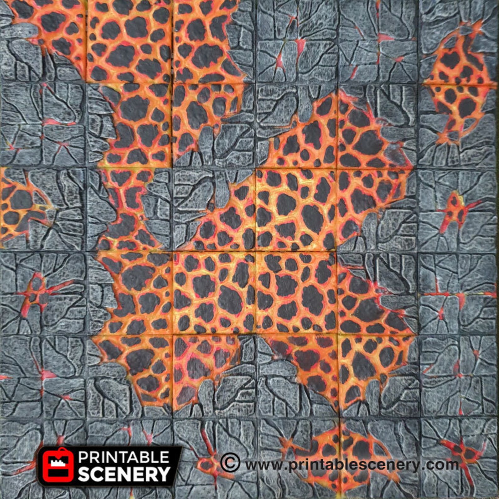 Lava Tile Set - 28mm 32mm Clorehaven and the Goblin Grotto, Wargaming ...