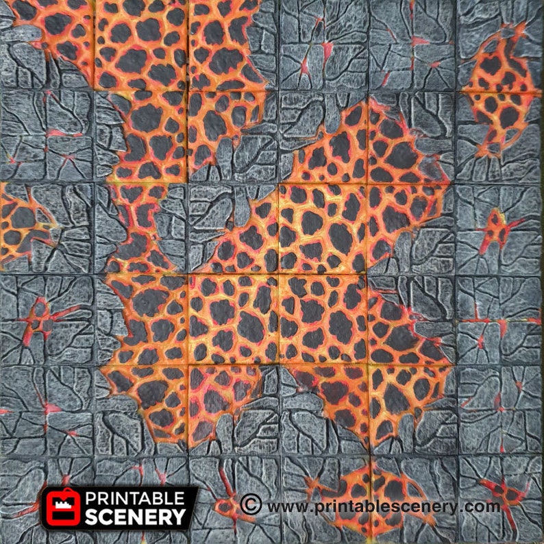 Lava Tile Set - 28mm 32mm Clorehaven and the Goblin Grotto, Wargaming ...