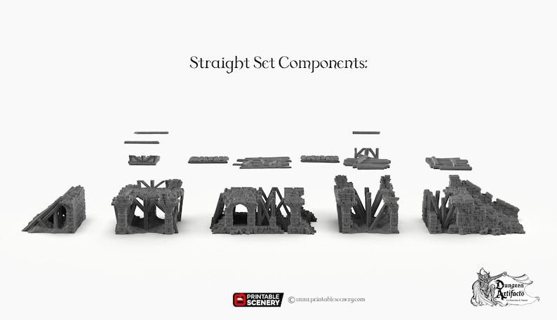 Ruined Bridge Spans - 15mm 20mm 28mm 32mm Printable Scenery Shadowfey ...