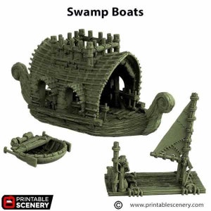 Swamp Boats - the Gloaming Swamps - Printable Scenery Terrain Wargaming ...