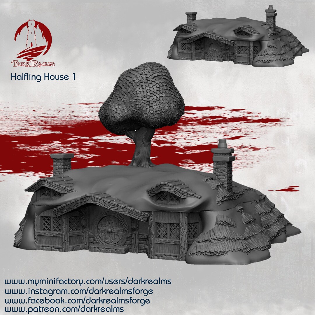 Halfling House 1 - 15mm 28mm 32mm Dark Realms Halfling Village ...