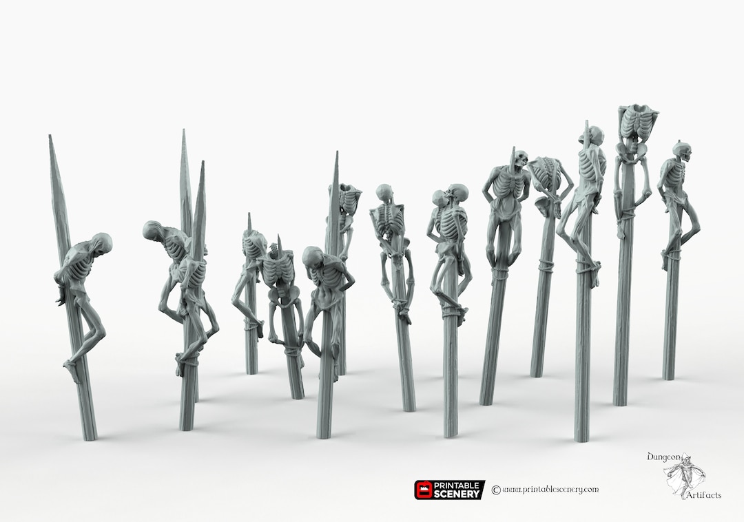 Impaled Skeletons - 28mm 32mm 40mm 54mm 75mm Printable Scenery ...