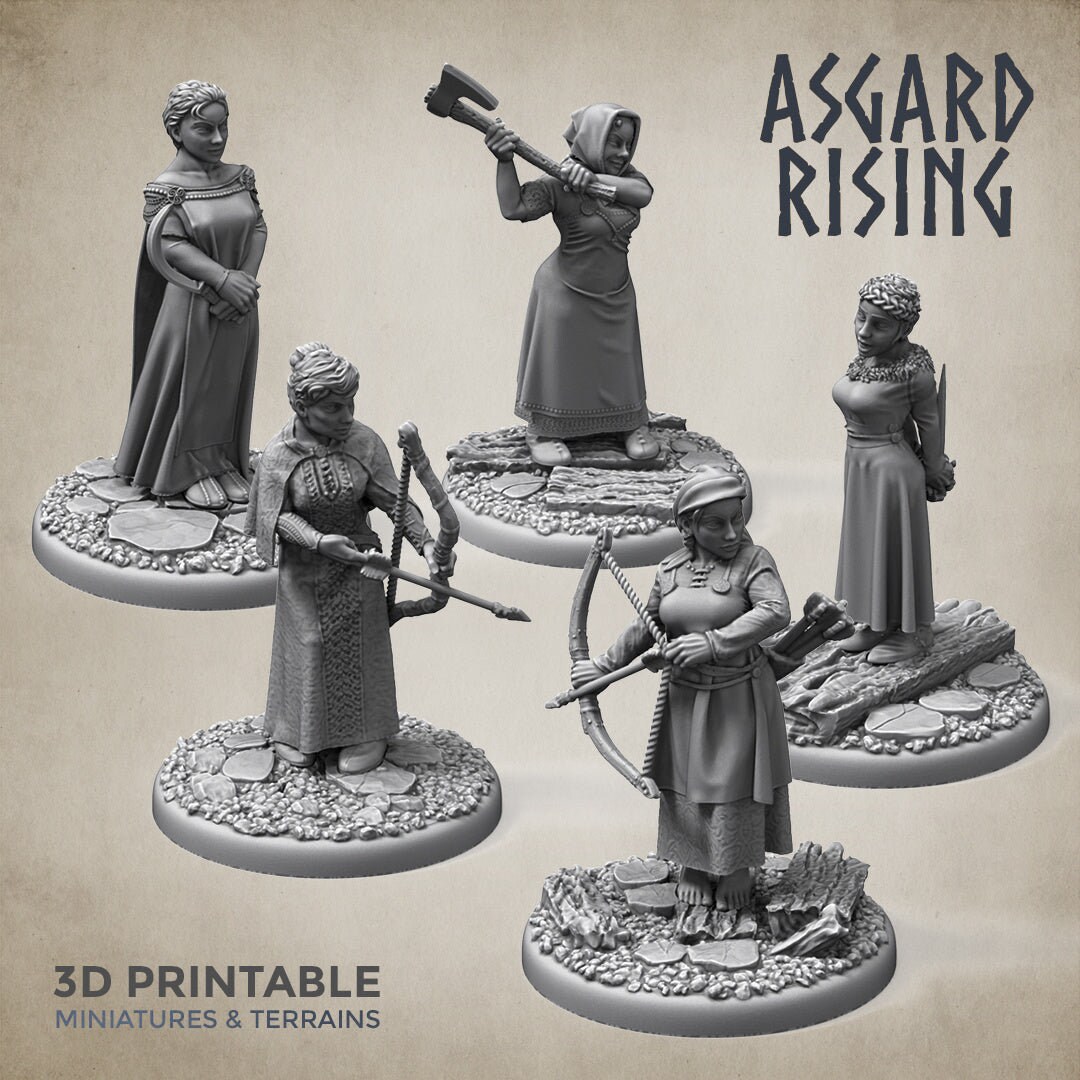Villager Female Militia Set - Asgard Rising Miniatures - Wargaming D&d ...