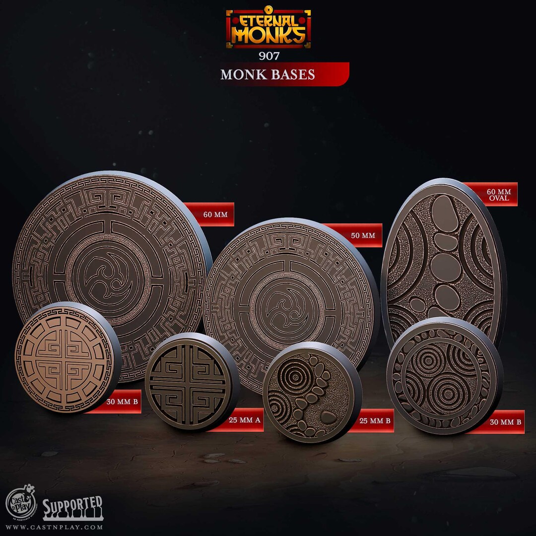 Monk Bases - Eternal Monks - Castnplay - Terrain Wargaming D&D Dnd - Etsy
