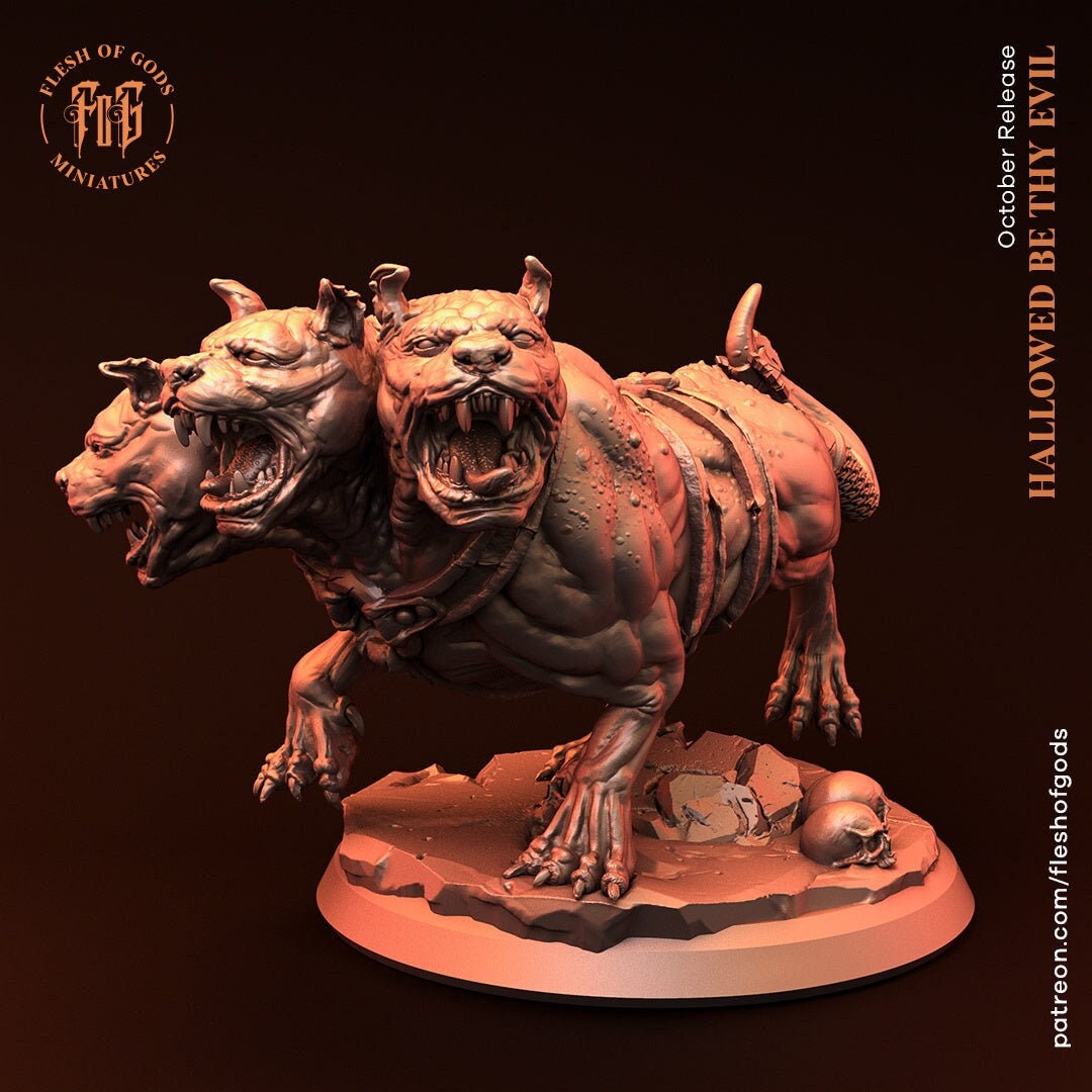 Cerberus - Hallowed Be Thy Evil - Flesh of Gods Wargaming D&D Dnd - Etsy