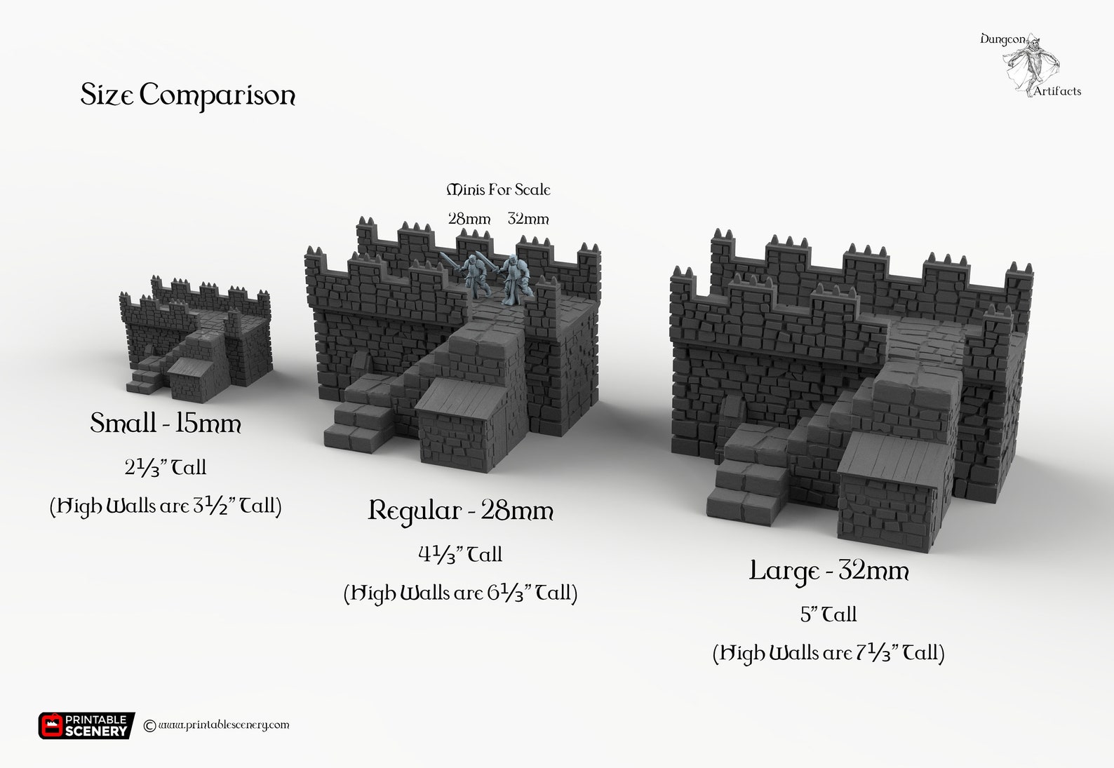 Winterdale Citadel Walls - Modular Medieval Castle Wall Set - 15mm 28mm ...