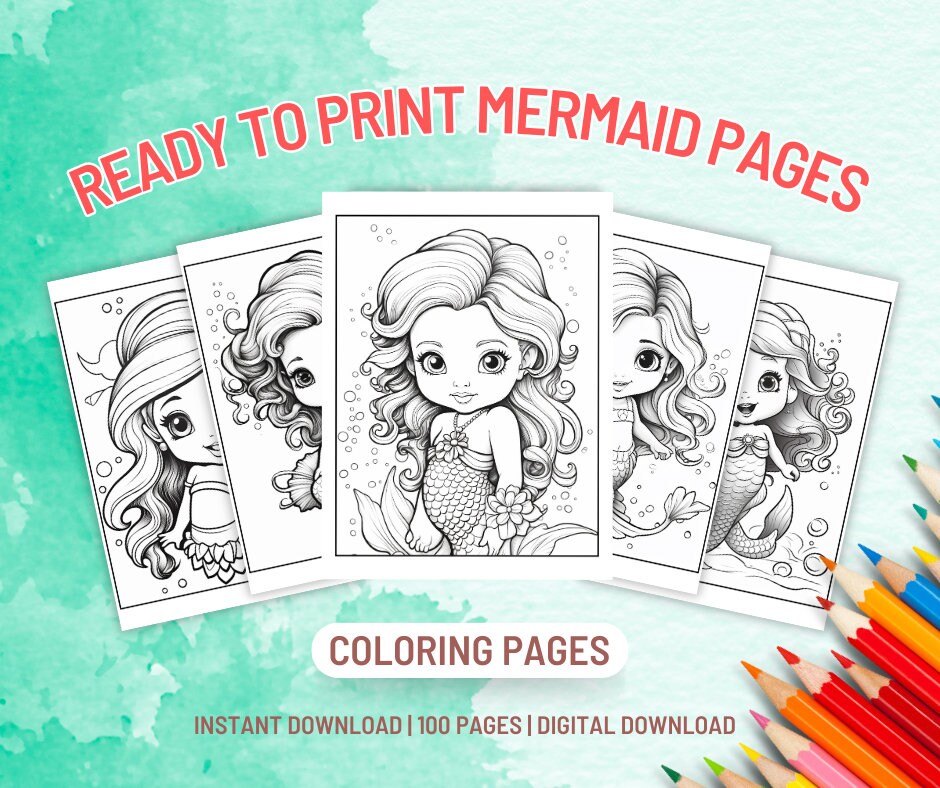 Mermaid Coloring Pages for Kids Instant Digital Download - Etsy