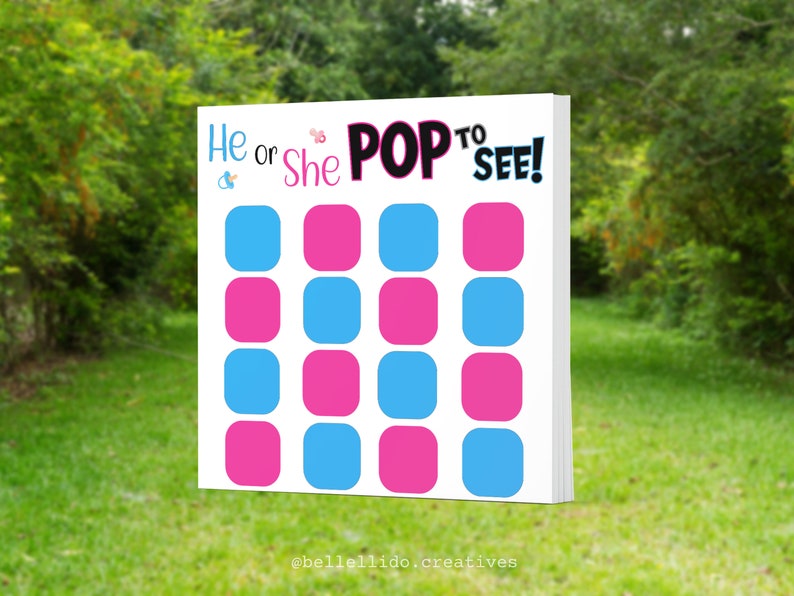 Gender Reveal 'pop to See' Banner Template | Digital Download - Etsy