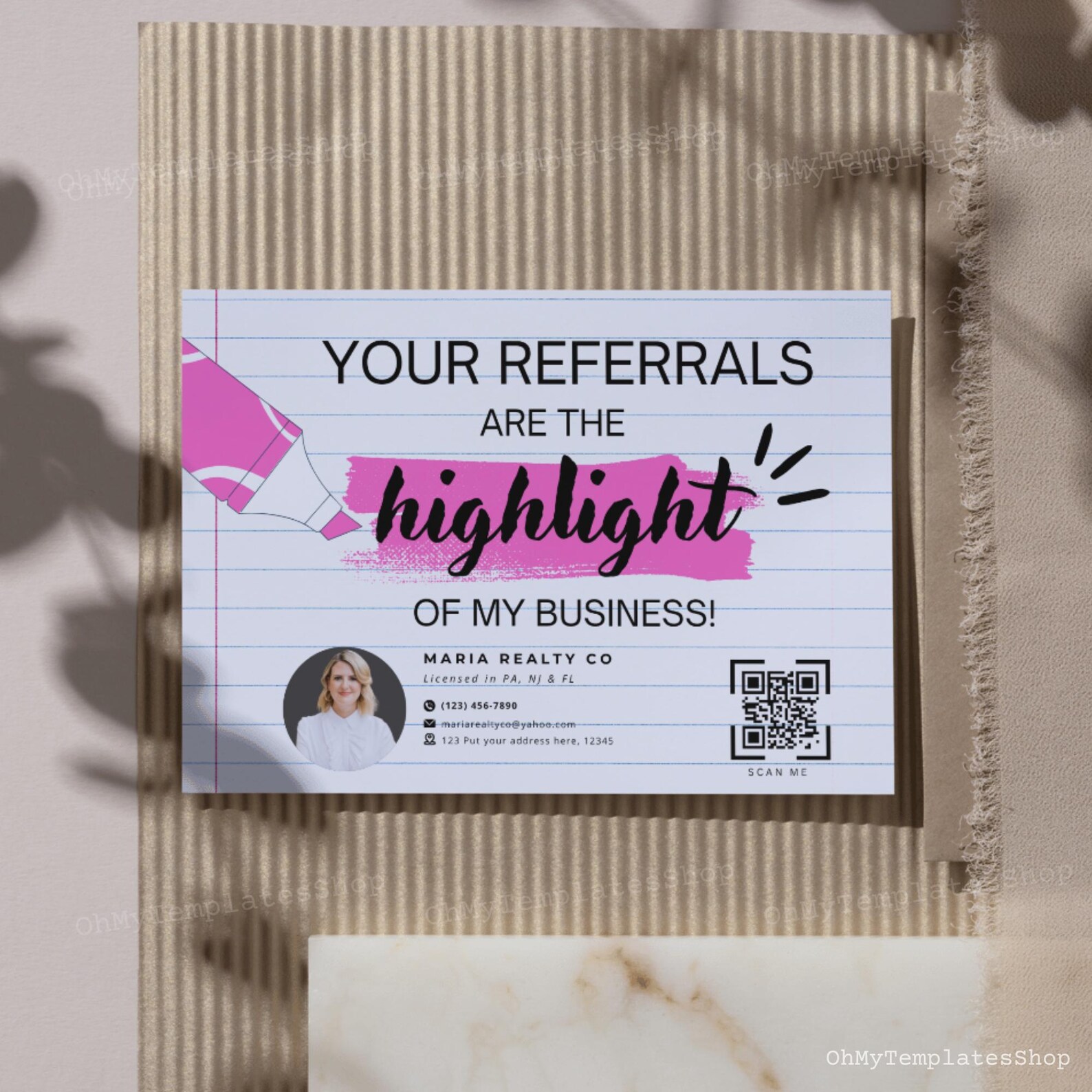 EDITABLE HIGHLIGHTER Realtor Pop by Tag, Card Referrals Canva Template ...