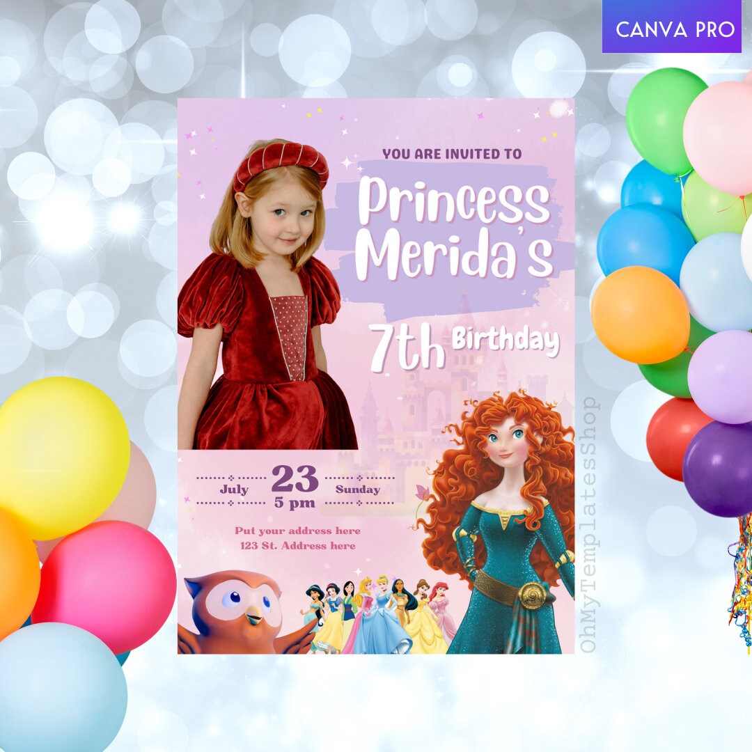 Princess Merida Birthday Editable Invitation - Etsy