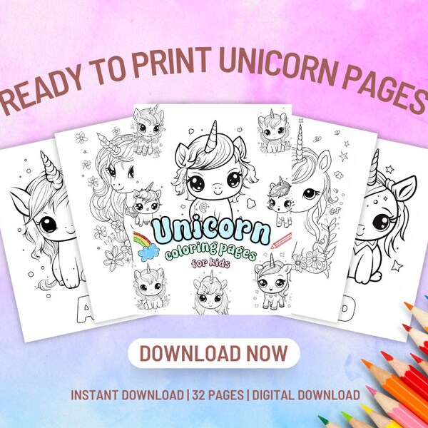 Unicorn Alphabet Coloring - Etsy