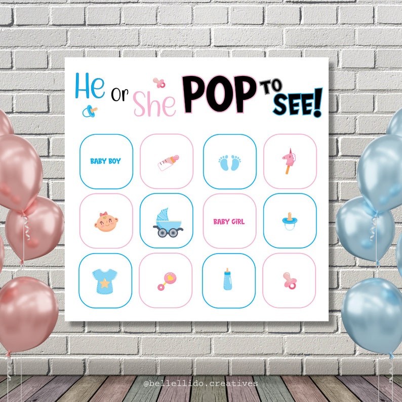Gender Reveal 'pop to See' Banner Template | Digital Download - Etsy