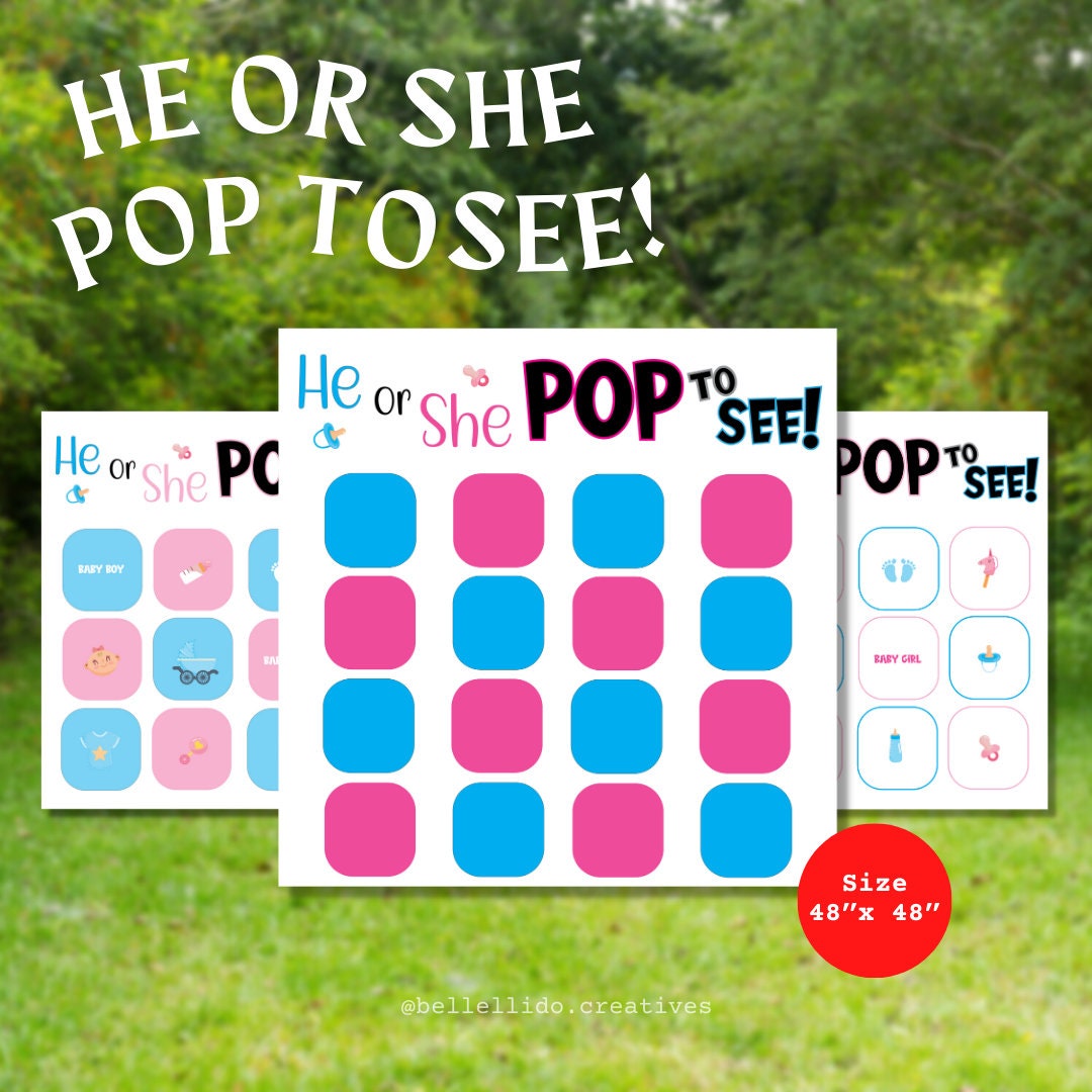Gender Reveal Pop to See Banner Template, Gender Reveal Sign, Boy or ...