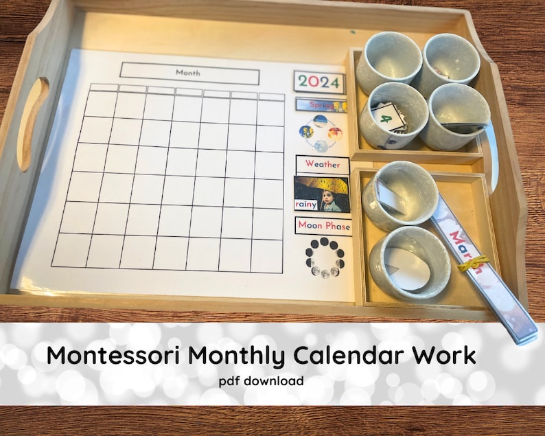 Calendar Work Montessori Preschool Monthly Calendar - Etsy