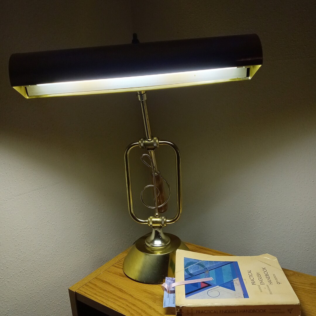 Vintage Gold Metal Bankers Lamp Office Table Desk Lamp Home Office ...