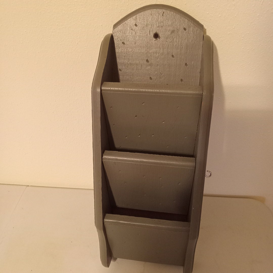Vintage Dark Gray 3 Tier Wood Letter Holder 1980s Wall Letter Holder ...
